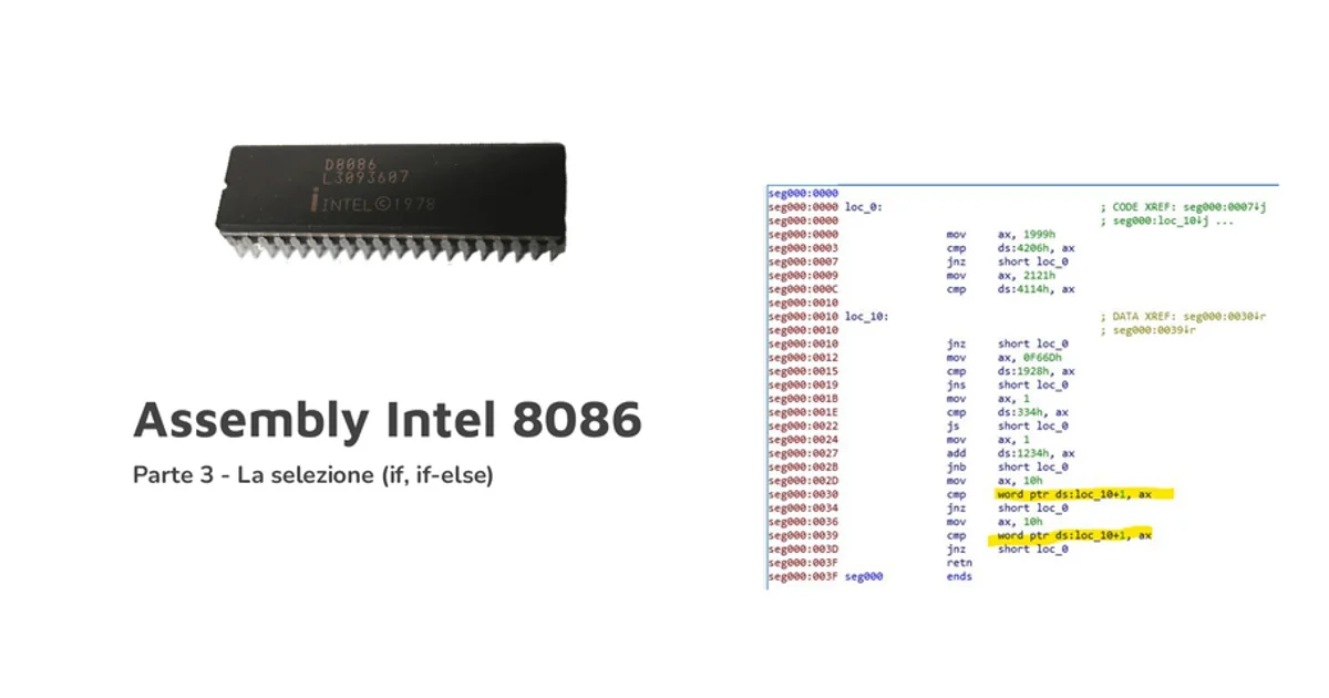 Assembly Intel 8086 Selezione if-else | Algor Library