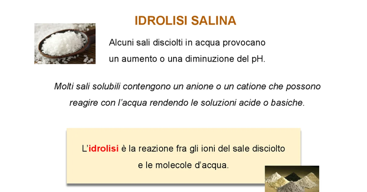 Idrolisi Salina, Chimica | Algor Library