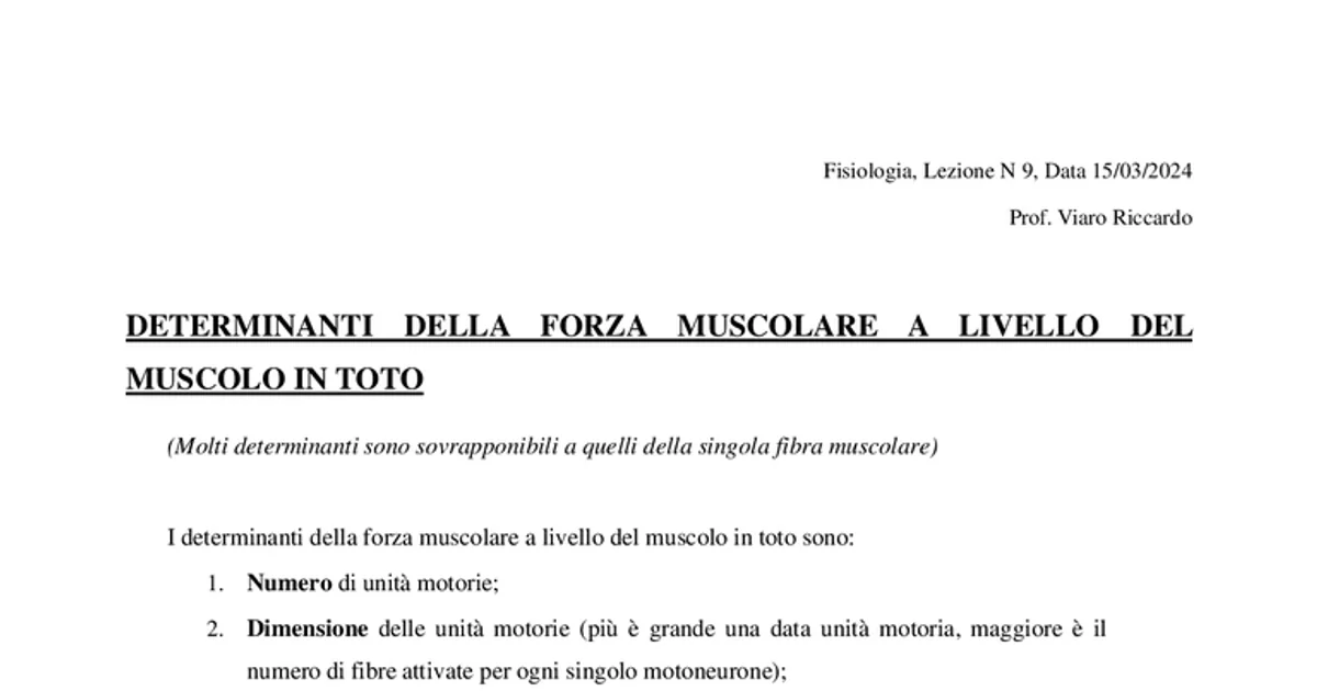 Determinanti della Forza Muscolare, Università | Algor Library