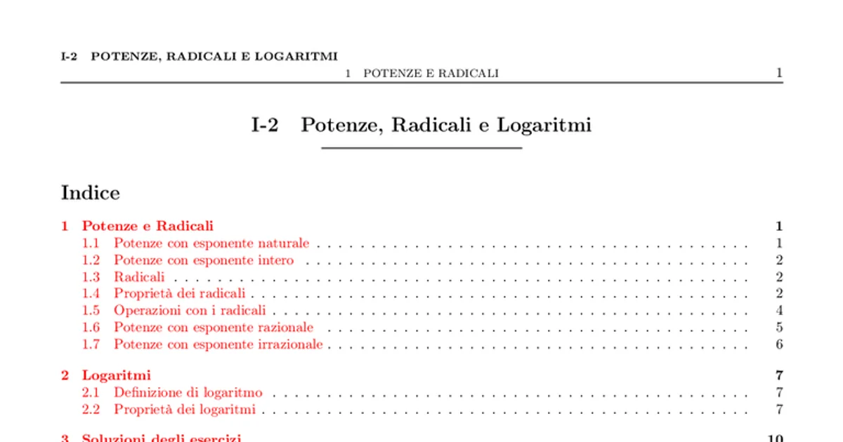 Potenze, Radicali e Logaritmi, Univr | Algor Library