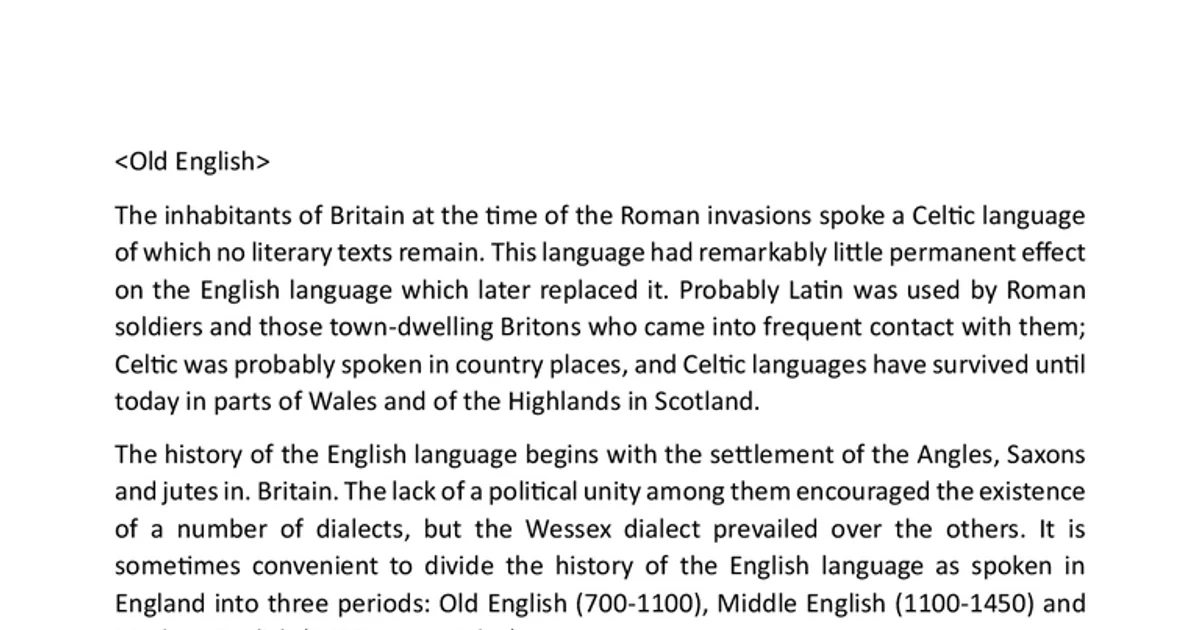 History of English Language, Great Britain | Algor Library