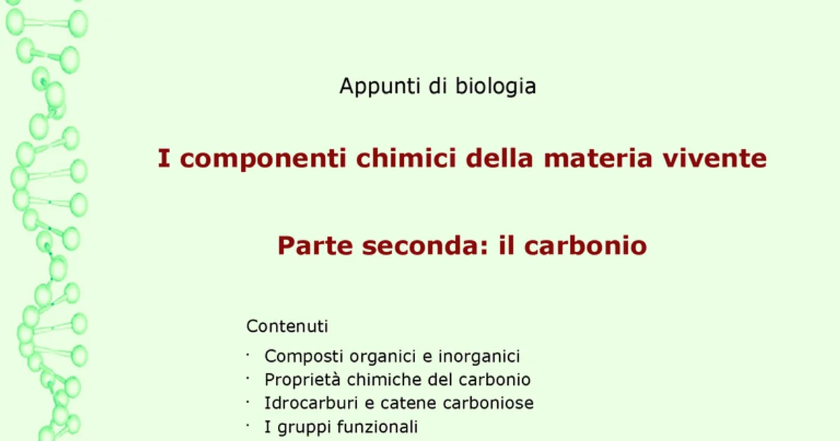 Componenti Chimici Materia Vivente | Algor Library