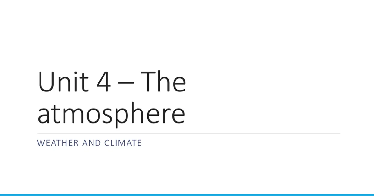 Unit 4, The Atmosphere | Algor Library