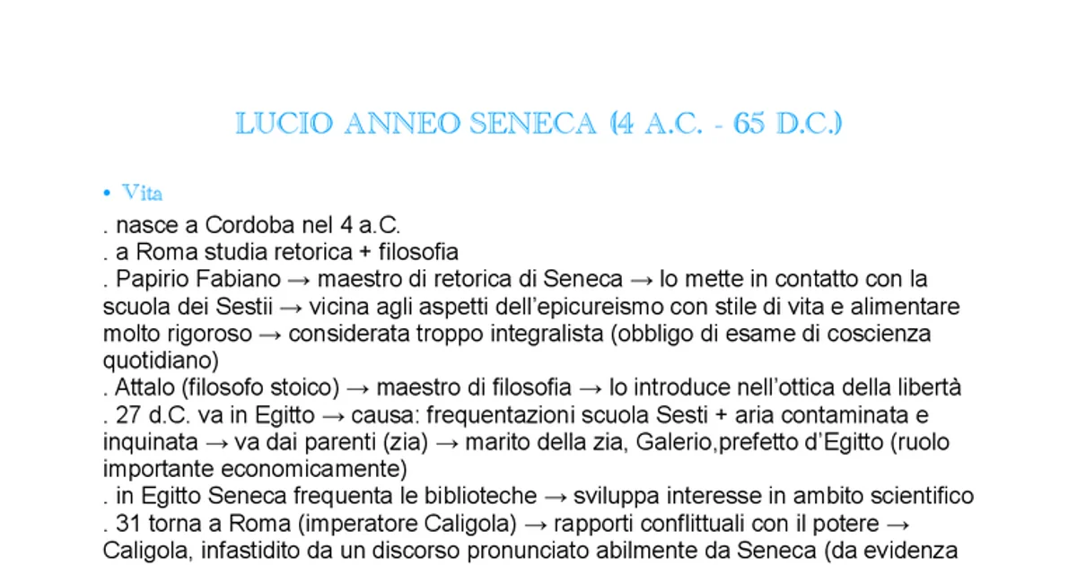 Lucio Anneo Seneca, Filosofia Stoica | Algor Library