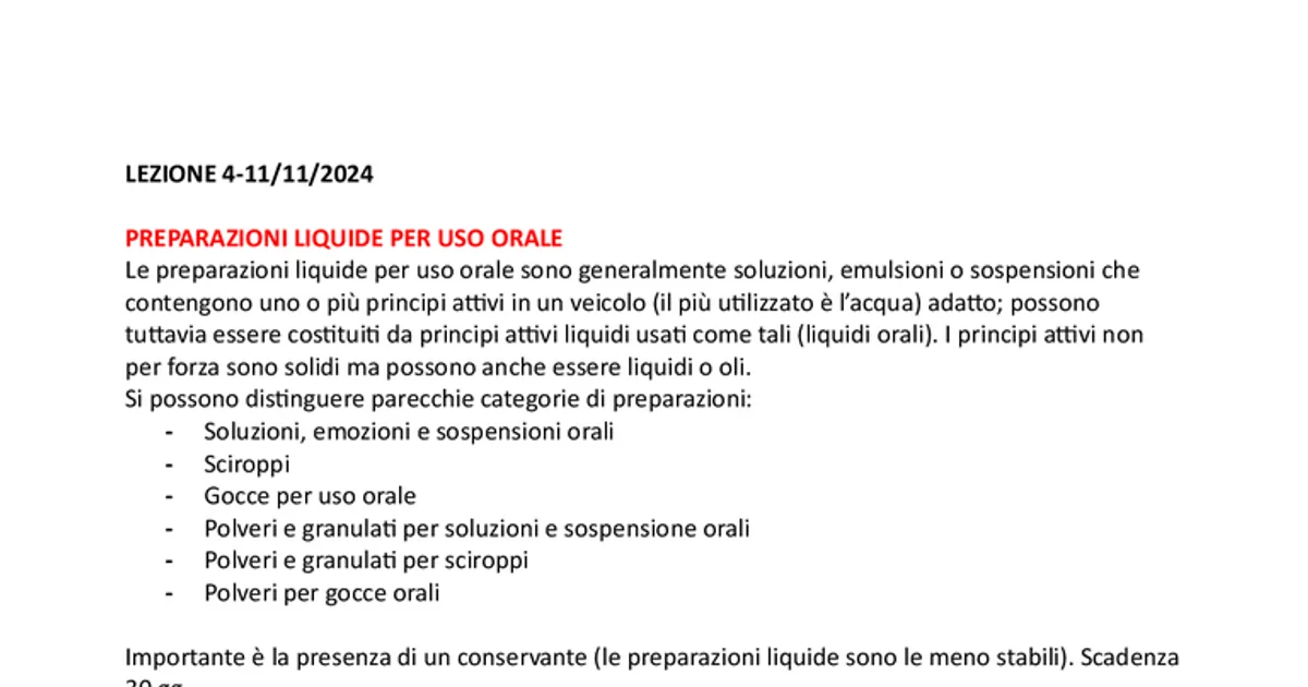Preparazioni Liquide per Uso Orale | Algor Library