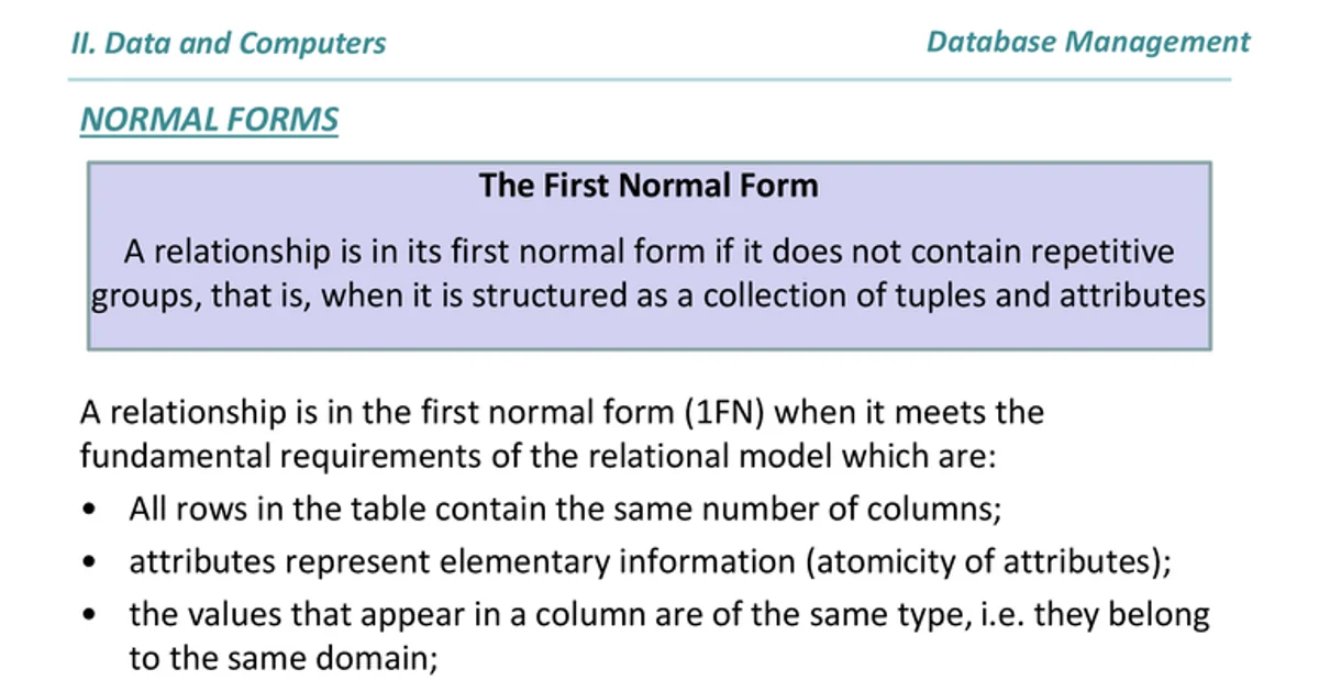 Normal Forms, Database Management | Algor Library