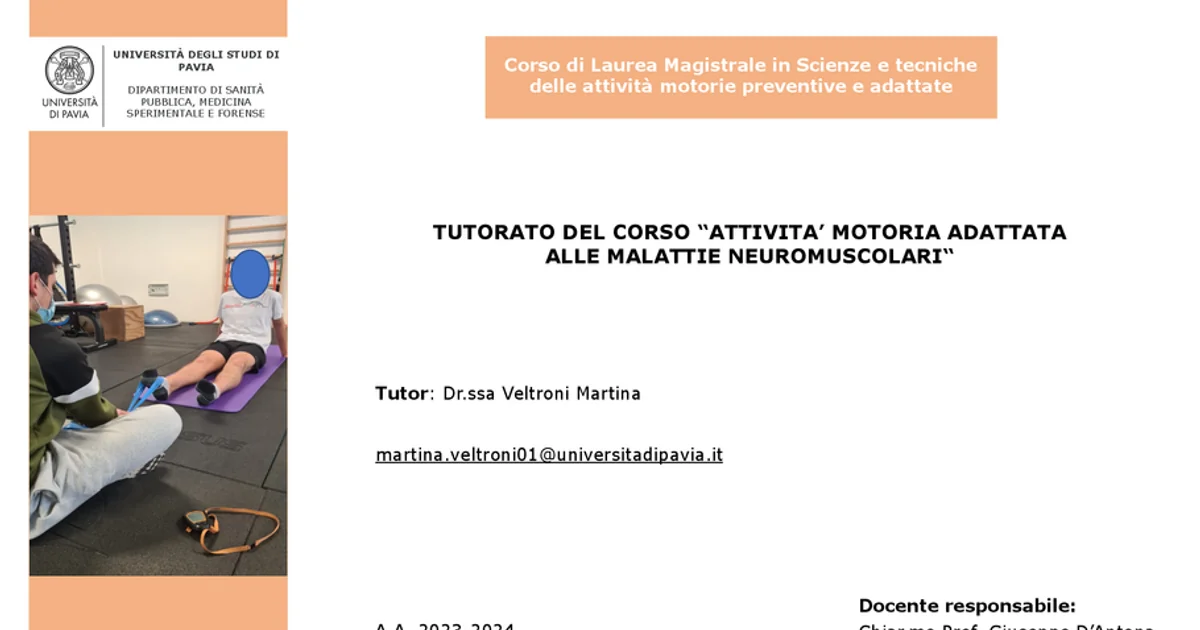 Attivita Motoria Malattie Neuromuscolari, Universita di Pavia | Algor ...