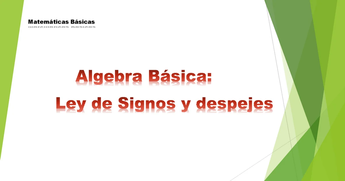 Algebra Básica, Ley de Signos y despejes | Algor Library