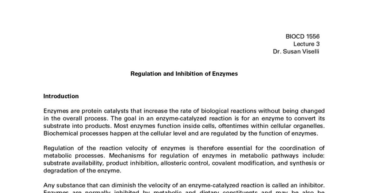 Regulation and Inhibition of Enzymes | Algor Library