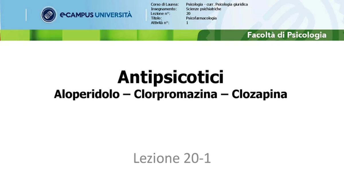 Antipsicotici, eCampus Università | Algor Library