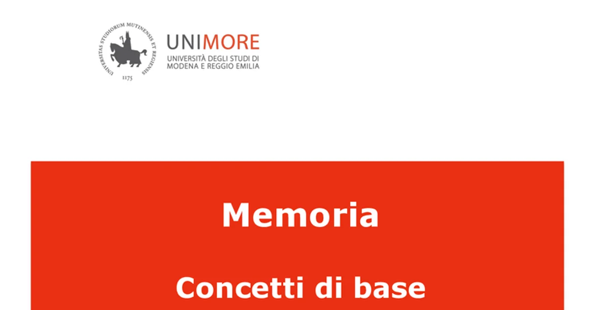 Memoria Concetti di base, Unimore | Algor Library