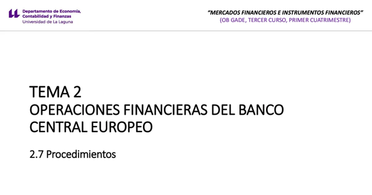 Operaciones Financieras BCE, Universidad de la Laguna | Algor Library