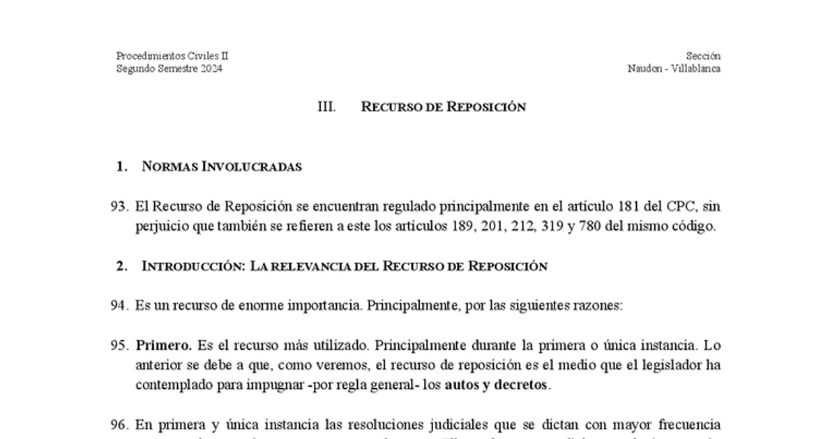 Recurso de Reposición, Naudon - Villablanca | Algor Library