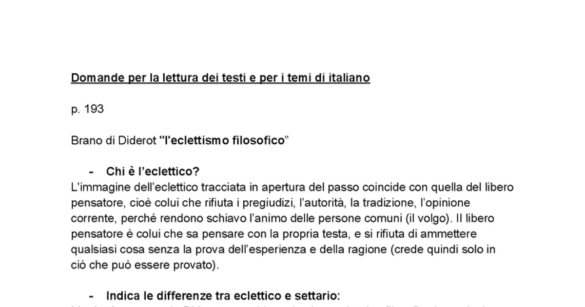 Domande per la lettura dei testi e per i temi di italiano | Algor Library