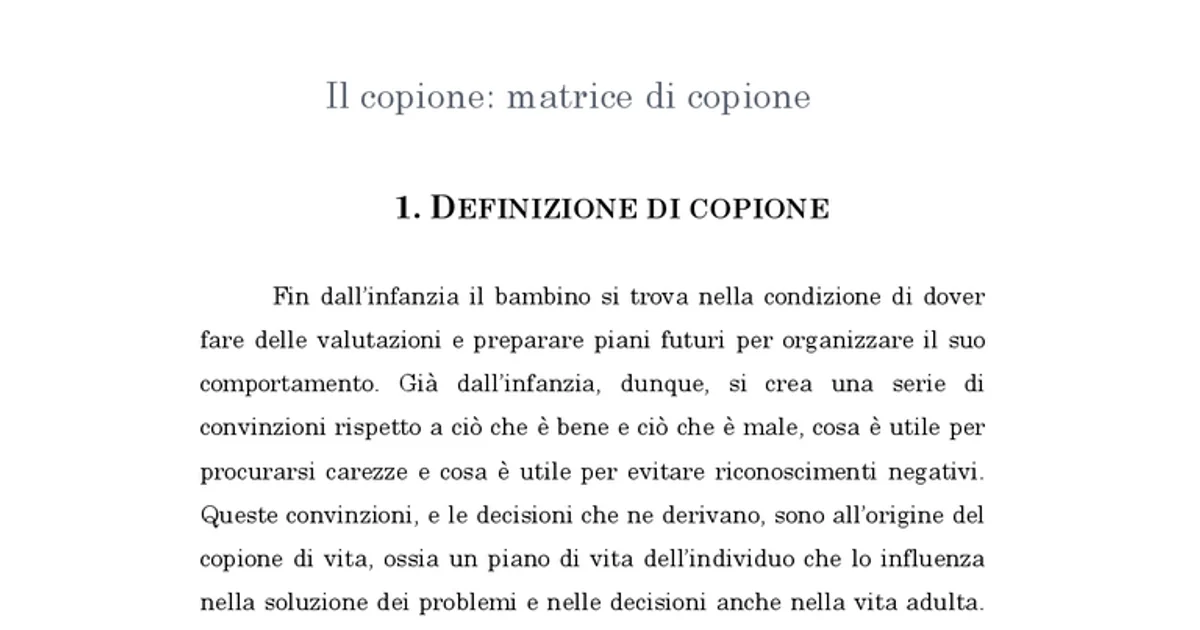 Il Copione, Matrice di Copione | Algor Library
