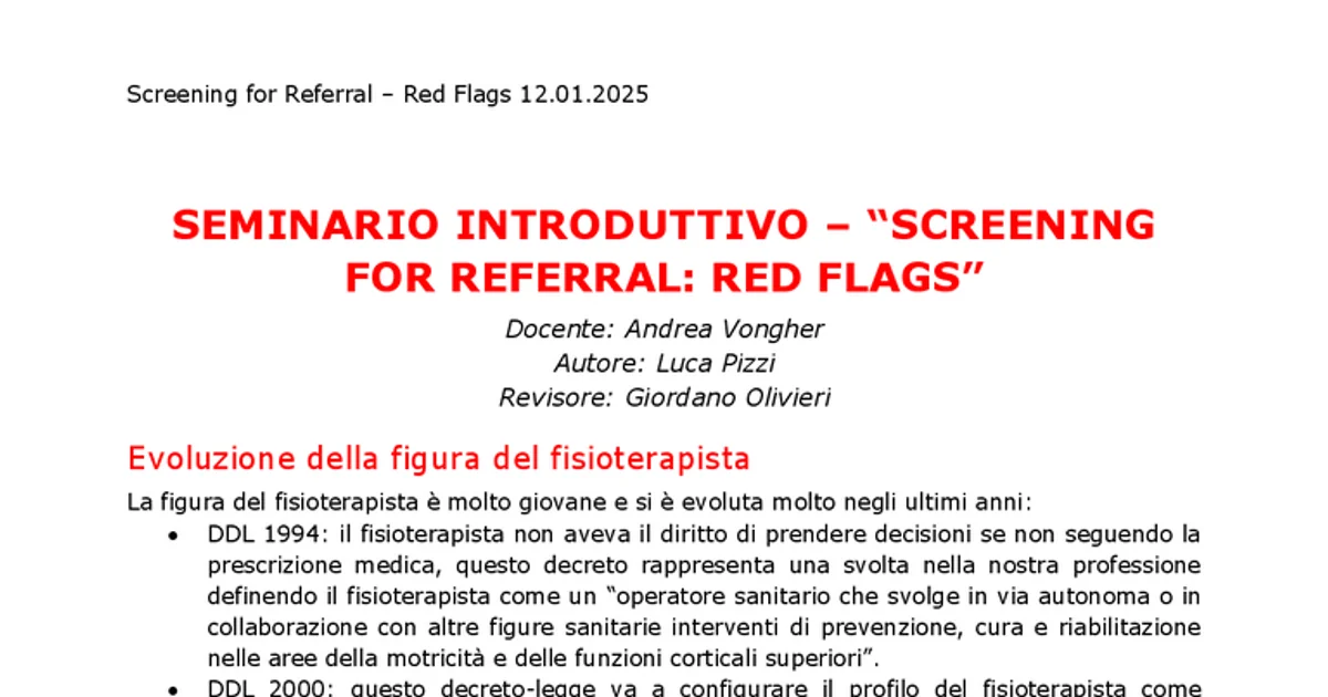 Screening for Referral, Red Flags | Algor Library