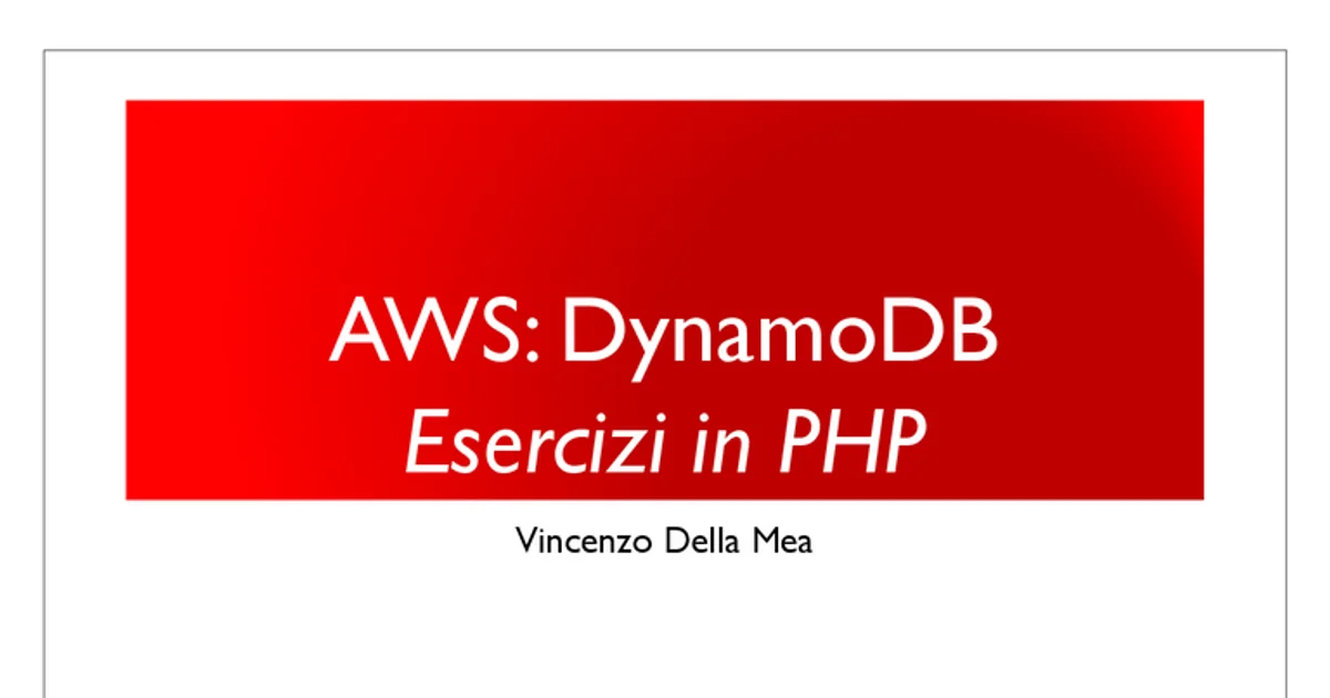 AWS DynamoDB Esercizi in PHP | Algor Library