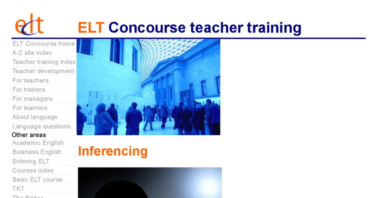 ELT Concourse Teacher Training, Inferencing | Algor Library