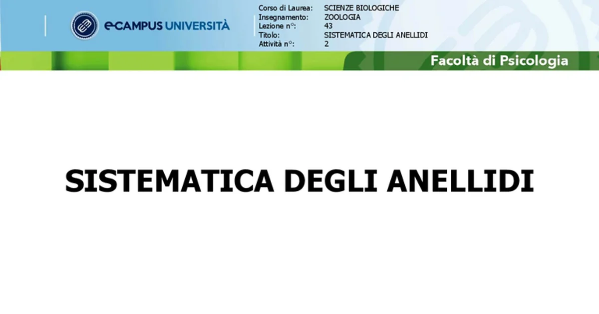 Sistematica Anellidi, eCampus Università | Algor Library