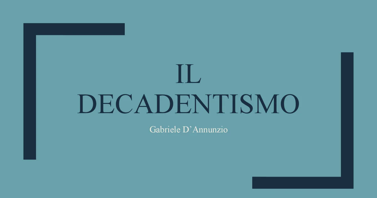 Il Decadentismo, Gabriele D'Annunzio | Algor Library