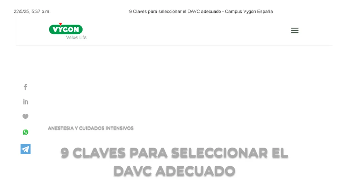 Claves para Seleccionar el DAVC Adecuado, Vygon | Algor Library