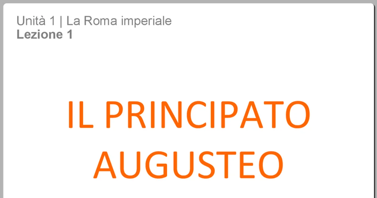 Il Principato Augusteo | Algor Library