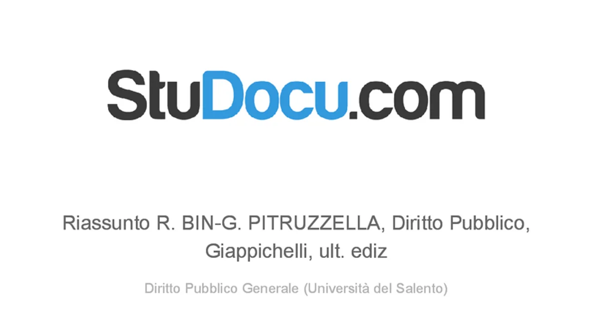 Riassunto Diritto Pubblico, UniSalento | Algor Library