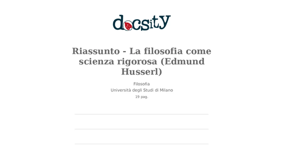 Filosofia come Scienza Rigorosa, UniMi | Algor Library