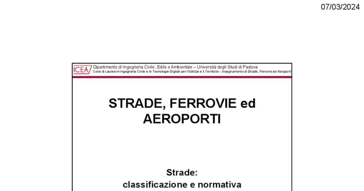 Strade, Ferrovie, Aeroporti, Unipd | Algor Library
