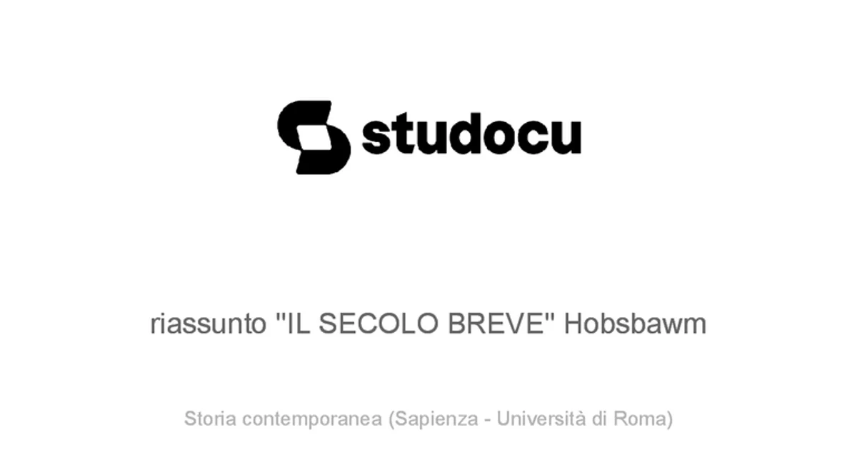 Riassunto "Il Secolo Breve" Hobsbawm | Algor Library