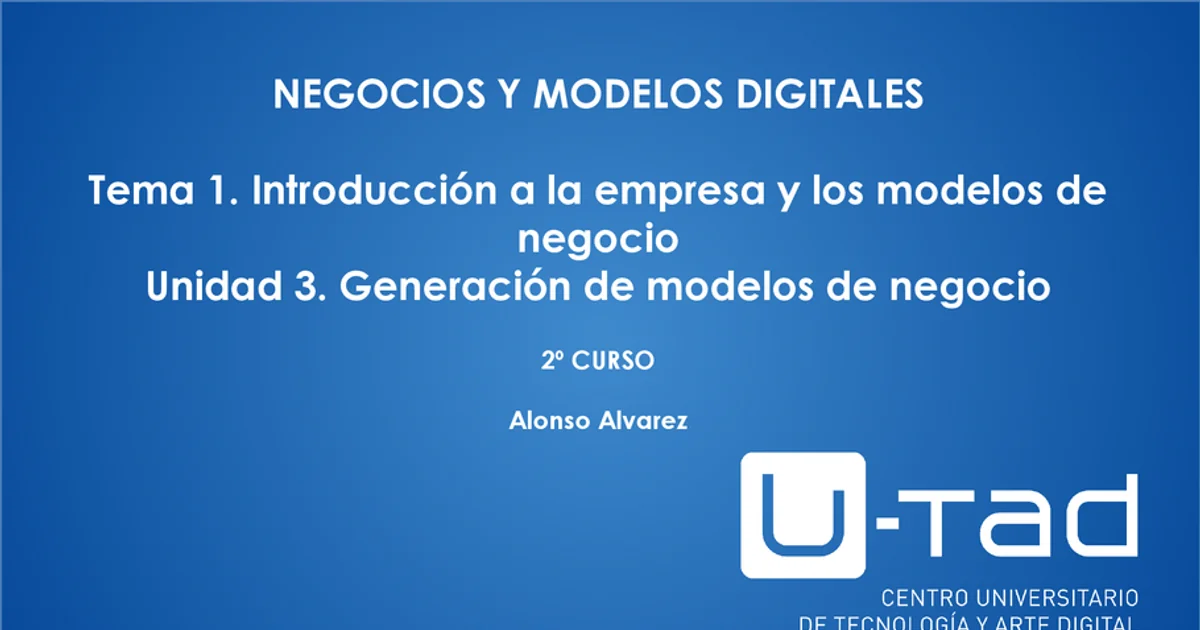 Negocios y Modelos Digitales, U-tad | Algor Library