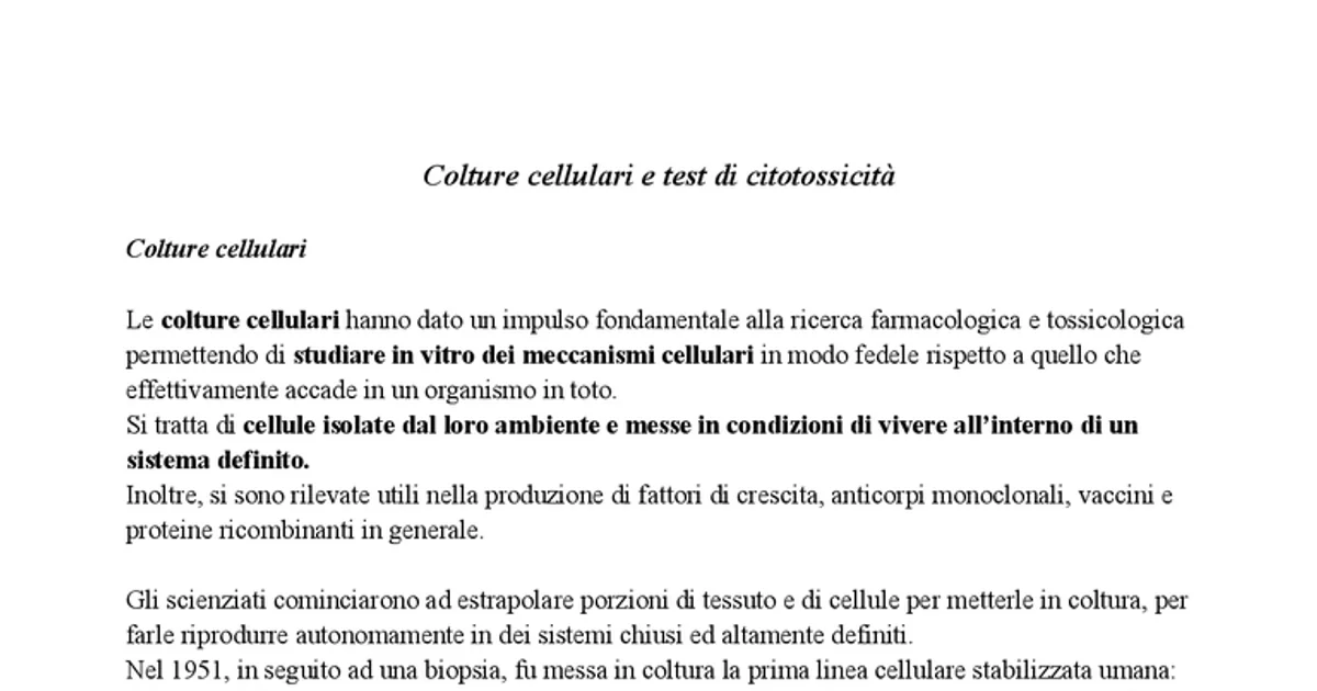 Colture Cellulari e Test di Citotossicità | Algor Library