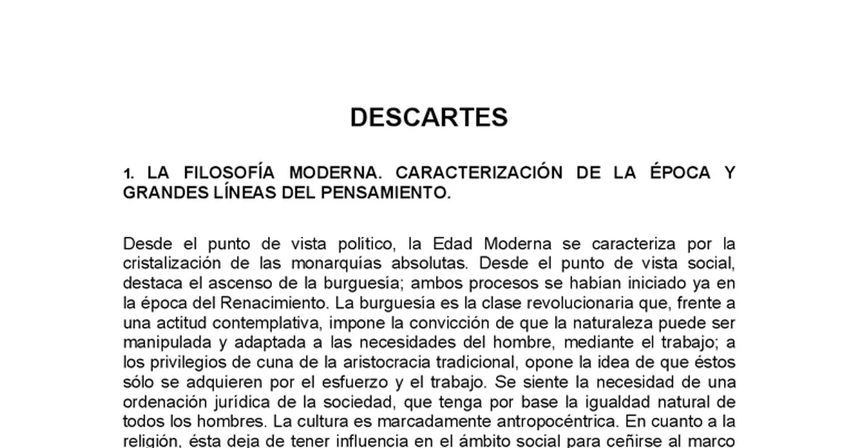 Descartes, Filosofía Moderna | Algor Library