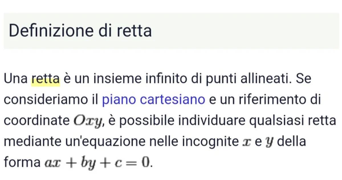 Definizione di Retta, Matematica | Algor Library