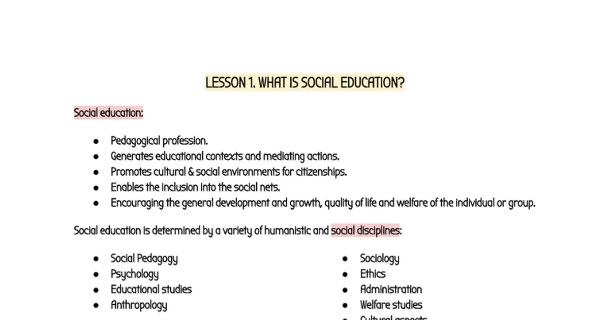 Lesson 1. What Is Social Education? | Algor Library