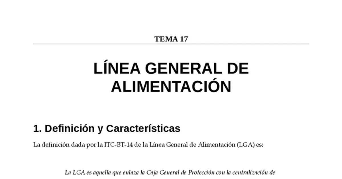 Línea General de Alimentación | Algor Library
