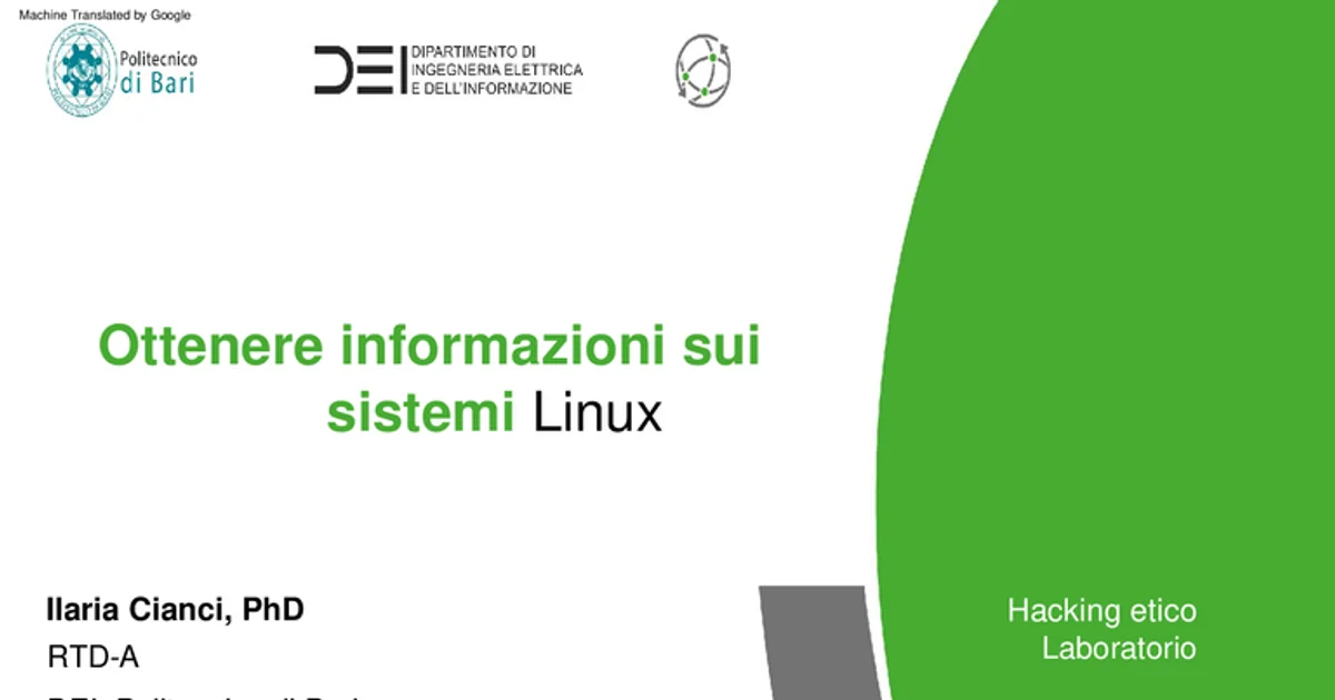 Ottenere Informazioni Sistemi Linux, Poliba | Algor Library