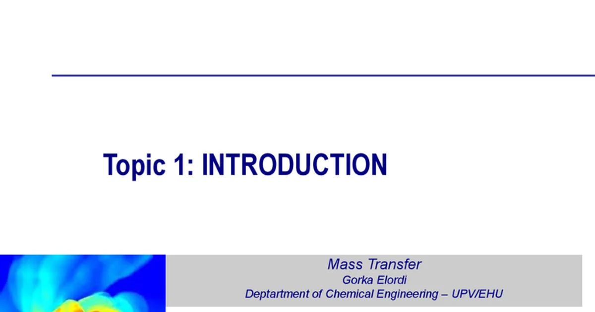 Mass Transfer Introduction, Upv/ehu | Algor Library