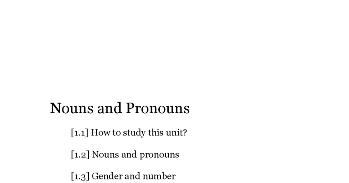 Nouns and Pronouns, UNIR | Algor Library