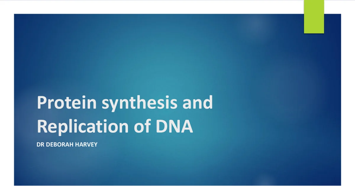 Protein Synthesis, DNA Replication | Algor Library