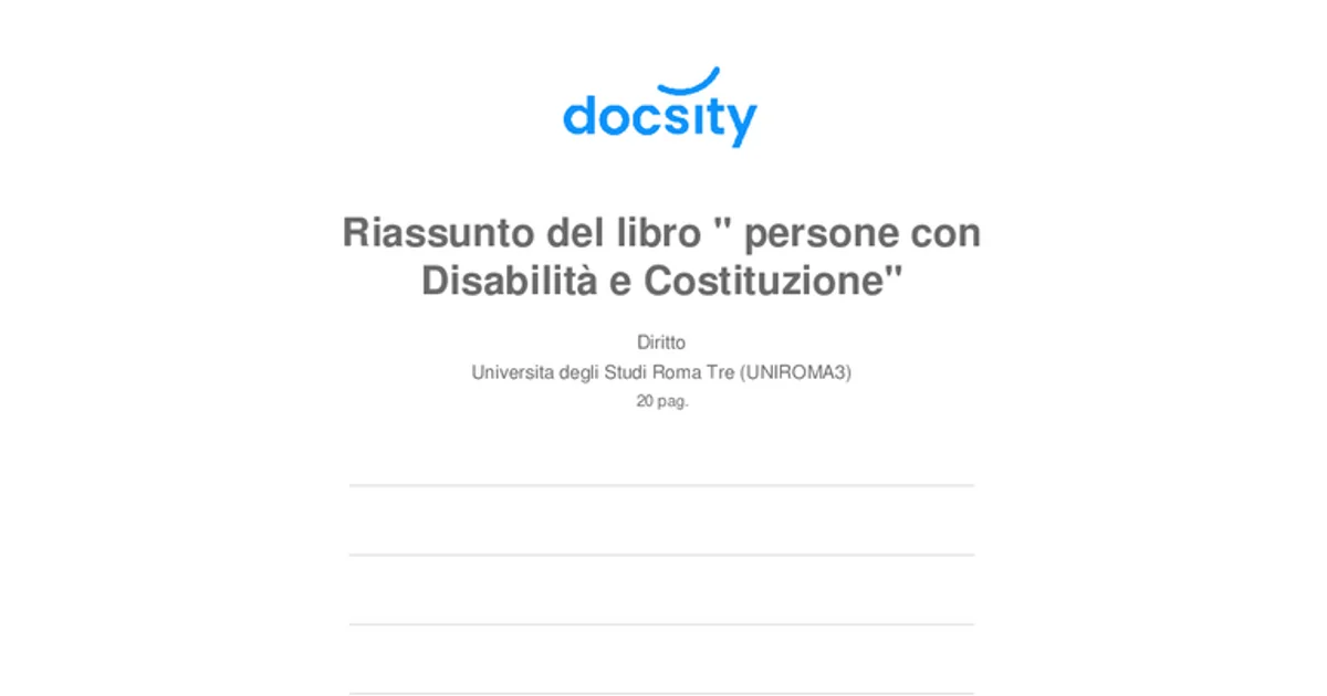 Riassunto Persone con Disabilità e Costituzione, Uniroma3 | Algor Library