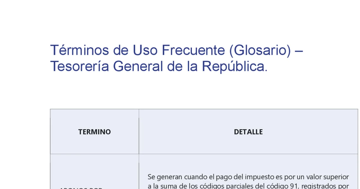 Términos de Uso Frecuente, Tesorería General | Algor Library