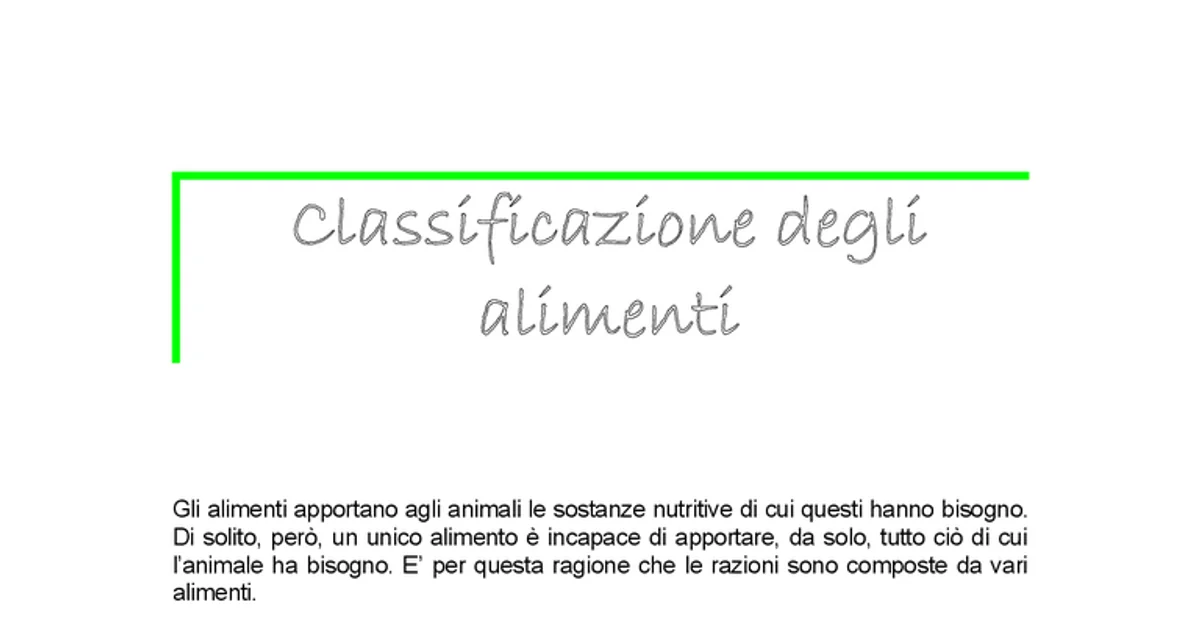 Classificazione degli Alimenti | Algor Library