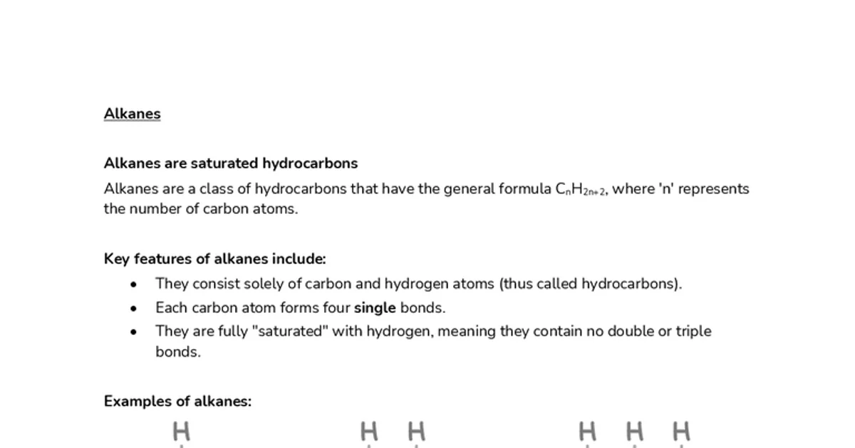 Alkanes, Structure and Properties | Algor Library