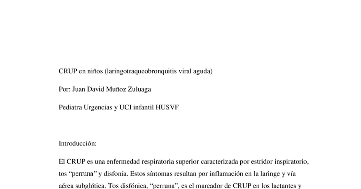 CRUP en Niños, Husvf | Algor Library