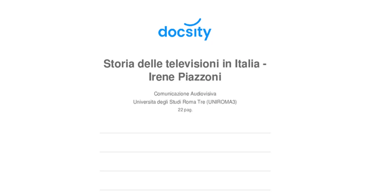 Storia Televisione Italia, Uniroma3 | Algor Library