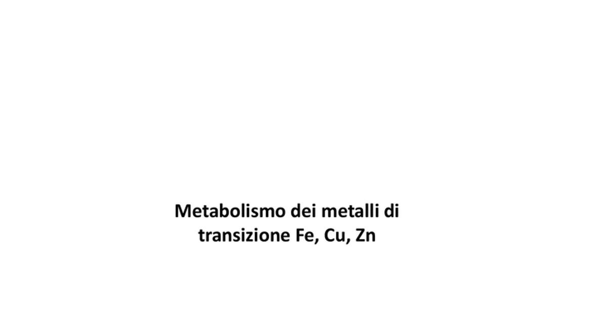 Metabolismo Metalli Transizione | Algor Library
