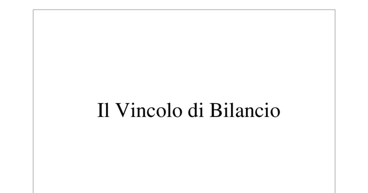 Il Vincolo di Bilancio | Algor Library
