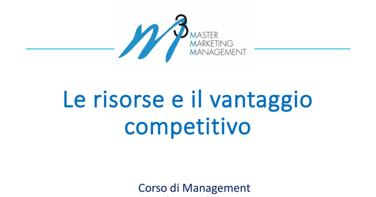 Risorse e Vantaggio Competitivo, UniMiB | Algor Library