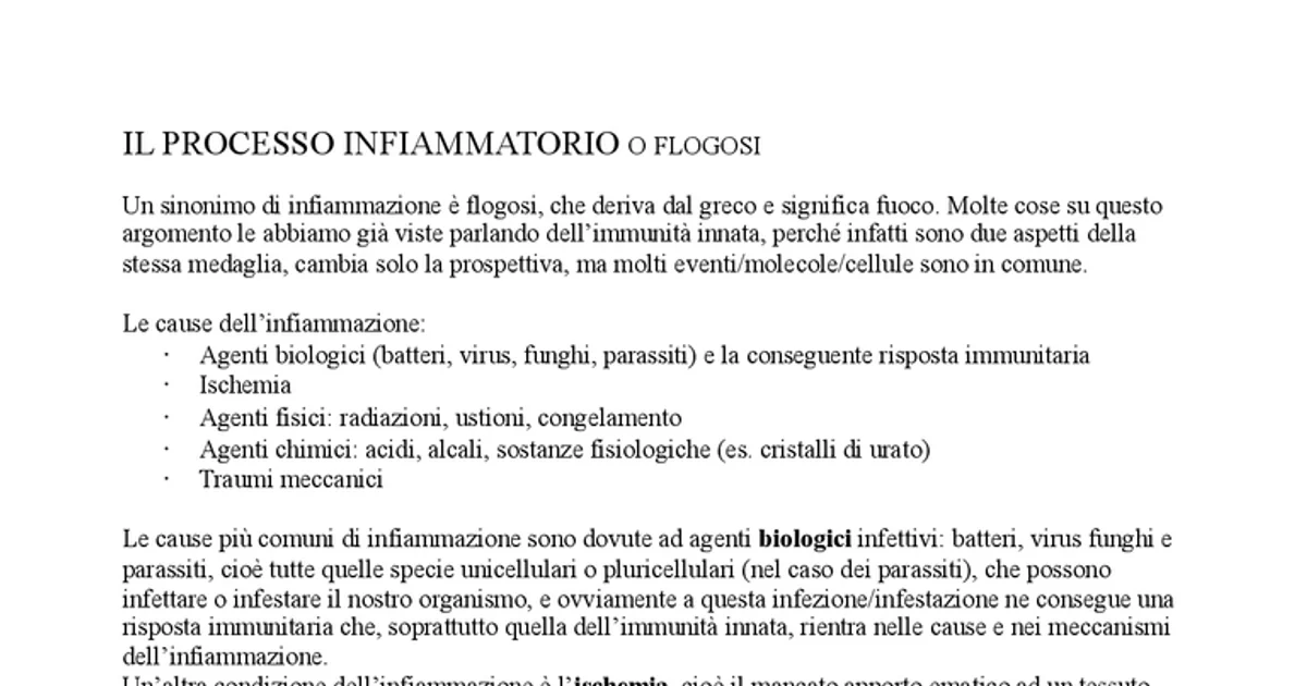 Il Processo Infiammatorio o Flogosi | Algor Library